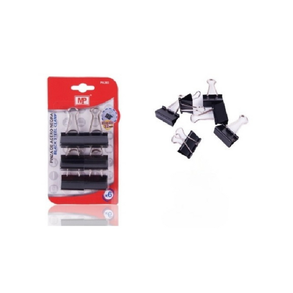 Black Steel Fold Back Clip 6pc 32mm – Sunny's Variety Stores